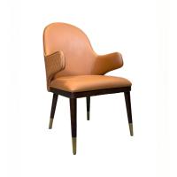 China Hotel Furniture Durable Ash Wood PU Leather Armrest Back Chair 560mm for sale