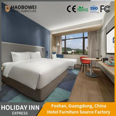 China Customized Ash Wood Frame King Size Double Bedroom Furniture Set for Hotel Use for sale