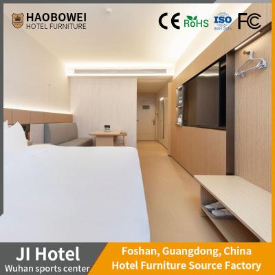 China ISO 14184 Compliant Double Bedroom Hotel Furniture Set with Curved Backrest 1800x2000mm Bed for sale