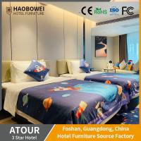 China Customized Modern Hotel Bedroom Furniture Set E1 Plywood Brushed Red Oak 1800mm Bed for sale