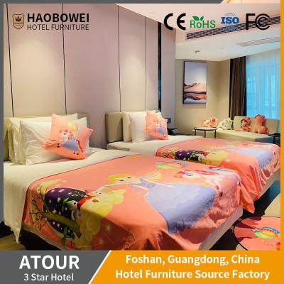 China Custom 3 Star Hotel Bedroom Set with Solvent-Free Anti-Fouling Leather Seat Cushion 1800mm for sale