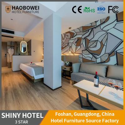 China Hotel Furniture Bedroom Set Ash Wood Frame 1500x2000mm King Size Bed with Anti-Fouling Leather for sale
