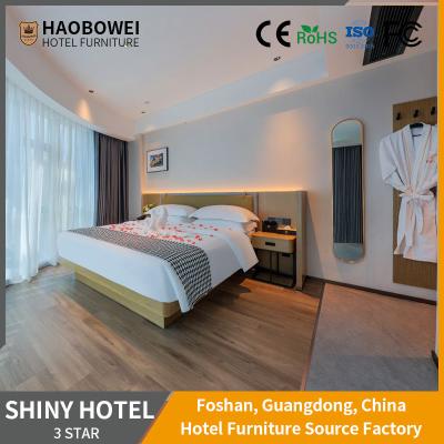 China Modern Hotel Double Bedroom Set with Headboard Bed 1500x2000mm E1 Plywood for sale
