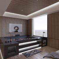 China Modern Luxury Hotel Bedroom Furniture Set Solid Wood Custom Size W2000mm Headboard for sale