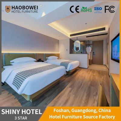 China Custom Luxury King Size Hotel Bedroom Bed Set 1500x2000mm E1 Plywood Foshan for sale