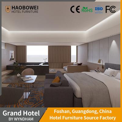 China Custom Five Star Hotel Bedroom Furniture Set King Size 2000mm Ash Wood Frame Curved Backrest for sale