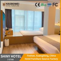 China SHINY-HS Hotel Customization Standard Double Bedroom Set Headboard Bed 1500x2000mm Luxury Style for sale