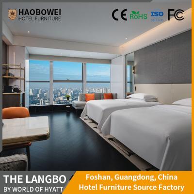 China Modern 5 Star Hotel King Size Bedroom Furniture Set Dark Gray Oak Veneer E0 Grade for sale