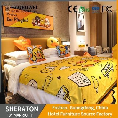 China Marriott 5 Star Hotel Bedroom Furniture Set Custom Bed Headboard 1800x2000mm for sale