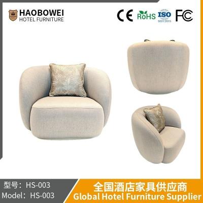 China Hotel Single Sofa Chair 1030mm Ash Wood Frame Cotton Linen Fabric for Guest Room Accommodation for sale