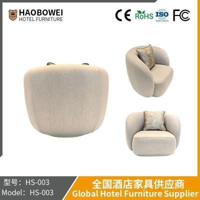 China Modern Single Hotel Sofa HS-003 1030mm Ash Wood Frame Cotton Linen Fabric for sale