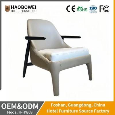 China Wholesale Luxury Ash Wood PU Leather Armrest Leisure Bedroom Chair 690mm for sale