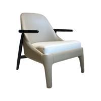 China Wholesale Luxury Ash Wood PU Leather Armrest Leisure Bedroom Chair 690mm for sale