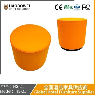 China N-Style Solid Wood Round Stool 450mm with Solvent-Free Leather for Living Room Dressing Room for sale