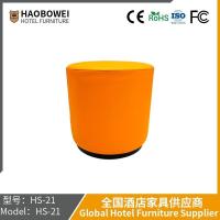 China N-Style Solid Wood Round Stool 450mm with Solvent-Free Leather for Living Room Dressing Room for sale