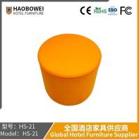 China N-Style Solid Wood Round Stool 450mm with Solvent-Free Leather for Living Room Dressing Room for sale