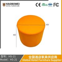 China N-Style Solid Wood Round Stool 450mm with Solvent-Free Leather for Living Room Dressing Room for sale