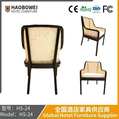 China Light Luxury Nordic Rattan Dining Chair Solid Wood Frame 620mm Seat Height Hotel Restaurant Furniture for sale