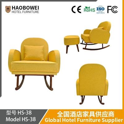 China Light Luxury Rocking Recliner Chair 790mm Living Room Balcony Leisure Single Seat Cotton Linen for sale