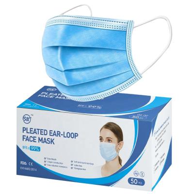 China Surgical face mask 3 layers unti-virus smog dust protective 3 ply disposable breathable medical grade face mask for sale