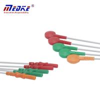 China Medical 5 Leads Snap Button AHA DIN Type Holter Recorder ECG Cable and Leadwires Compatible With Contec for sale
