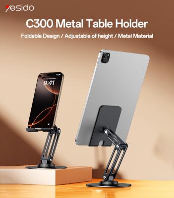 China Yesido 360 Rotating Foldable Design Adjustment of Height Aluminum Alloy Phone Holder for Tablets and Devices for sale