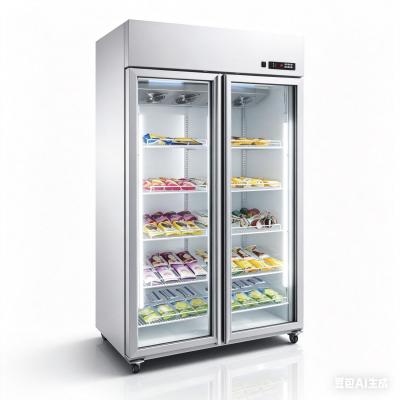 China Frozen Meat Ice Cream Wind Cold No Frost -18 Degree Upright Glass Door Display Refrigerator for sale