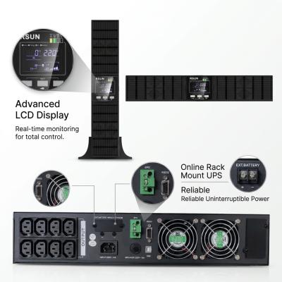 China 2000W 2kVA 19 Inch Rack Mount Online UPS 72V Lithium Ion Battery LCD Display for sale