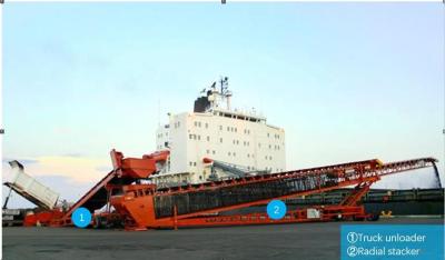 China Mobile Radial Telescopic Stacker Conveyor At Port For Bulk Material Ship Loading for sale
