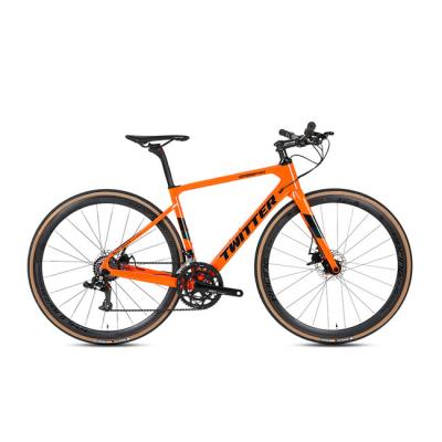 China Carbon Fiber Hybrid Bike 700x25C 24 Speed 45cm Frame Lightweight Road Gravel Bicycle for sale