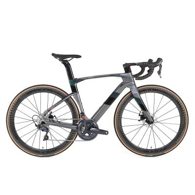 China Carbon Fiber Road Bike 700C Disc Brake Thru Axle 142mm Internal Cable T1000 for sale