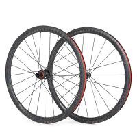 China 700C Carbon Road Bike Wheelset 40mm Depth Disc Brake Thru Axle 12x100 12x142 for sale