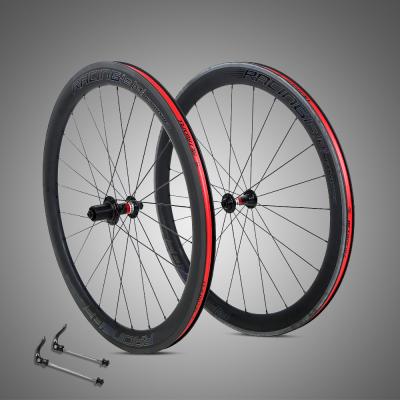 China 700C Carbon Clincher Wheelset 50mm Rim Brake Inner Belt ERC Aero DICUT Hubs for sale