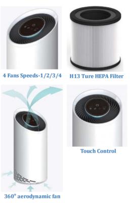 China Living Room HEPA 13  Tobacco Smoke Air Cleaner For Remove Dust Odors Kill Viruse for sale