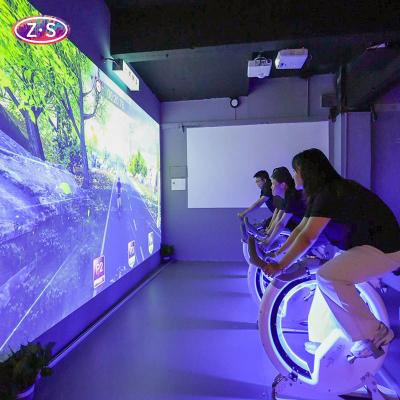 China Multiplayer Racing Bicycle Simulator 3LCD Motion Sensing Game For Fitness Studio for sale