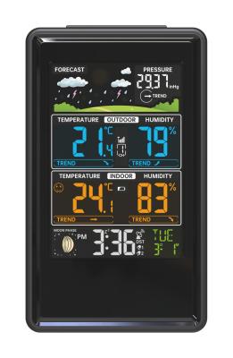 China Wireless Weather Station with Indoor/Outdoor Temperature Humidity Monitoring 145x86x30mm Display and Weather Forecast for sale
