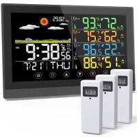 China Digital Weather Station with 3 Outdoor Sensors - 192x127mm Display, Temperature Humidity Monitoring & Weather Forecast for sale