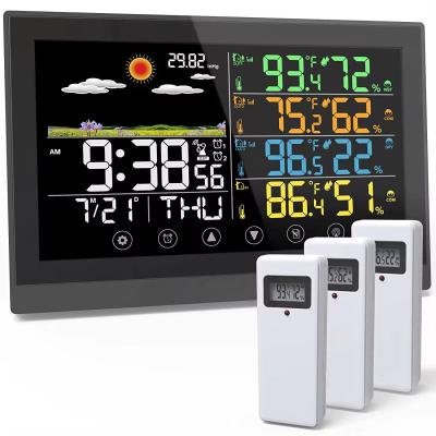 China Digital Weather Station with 3 Outdoor Sensors - 192x127mm Display, Temperature Humidity Monitoring & Weather Forecast for sale