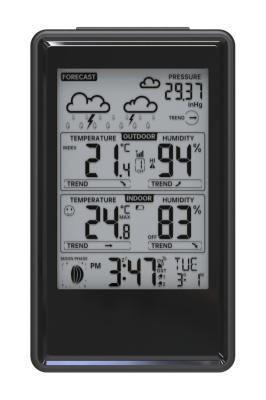 China Professional Weather Station with Indoor/Outdoor Humidity Monitoring - 86x145x30mm Display, Supports 3 Wireless Sensors for sale