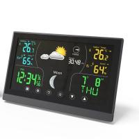 China 8 Inch Wireless Weather Station with Touch Screen Display, 19.16x12.7cm Digital Forecast Clock and Outdoor Thermometer for sale