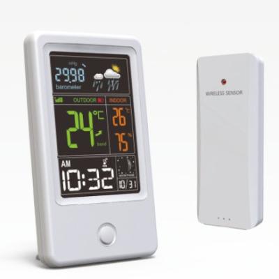 China Color Display Weather Station with Wireless Sensor 86x147x48mm WWVB DCF MSF for sale
