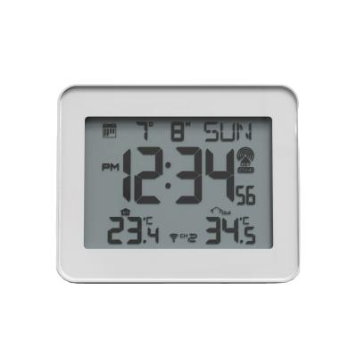 China Wireless Temperature Humidity Weather Station Desk Clock 433MHz 50m Range Customizable for sale
