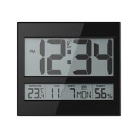 China Radio Controlled Digital Wall Clock with Temperature Humidity Display - 22.2x20.15cm LCD Screen, 3 AA Battery for sale