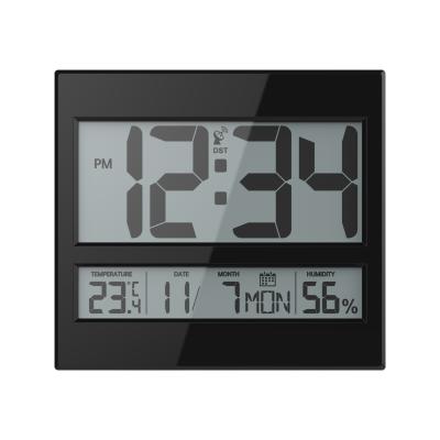 China Radio Controlled Digital Wall Clock with Temperature Humidity Display - 22.2x20.15cm LCD Screen, 3 AA Battery for sale