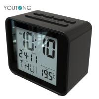 China YT60142 Atomic Desktop Clock 72x60x40mm with Calendar, Backlight and Temperature Display - 2xAAA Battery Powered for sale