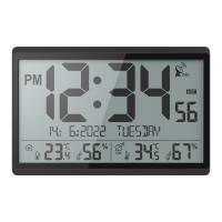 China YOUTON Jumbo Digital Wall Clock with Temperature Sensor 362x236mm LCD Display RF433MHz 100m Range for sale