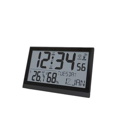 China Multifunction LCD Alarm Clock with Temperature Humidity Display 192x127mm RC Time Sync LUMINOVA for sale