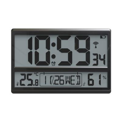 China 25mm Thick Plate Square Wall Clock 362x236mm with Large LCD Display and Temperature Humidity Sensor for sale