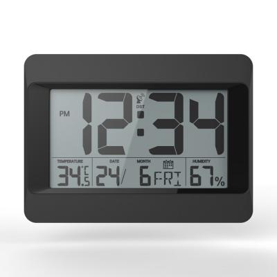 China Digital Atomic Jumbo Wall Clock 21.5x16cm with Indoor Outdoor Temperature Display and Dual Alarm for sale
