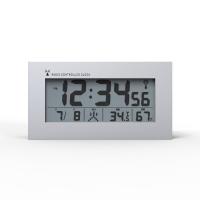 China 148x82x40mm Electric Table Clock with RCC Time Sync, Temperature & Humidity Display, 2xAA Battery Powered for sale